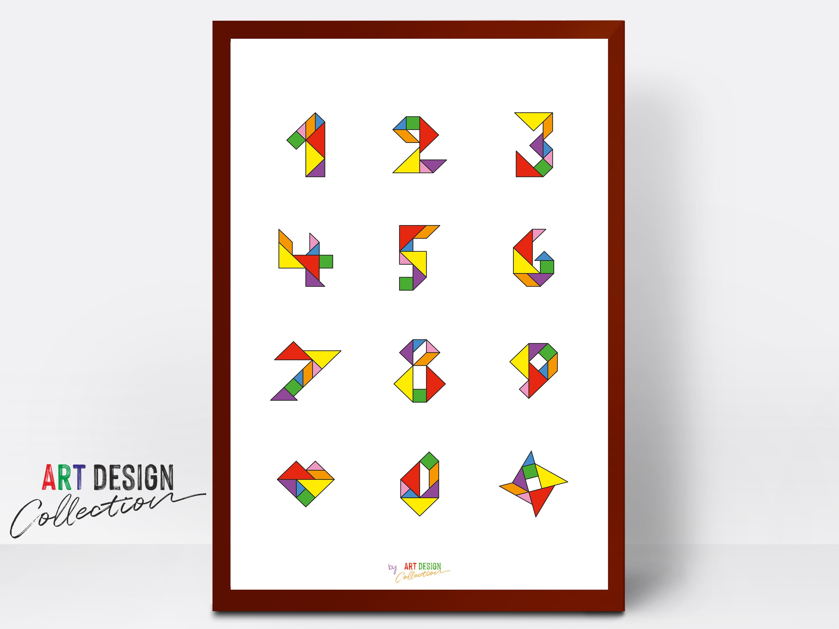 Tangram Numbers Abstract Wall Art Printable Wall Art Decor - Etsy