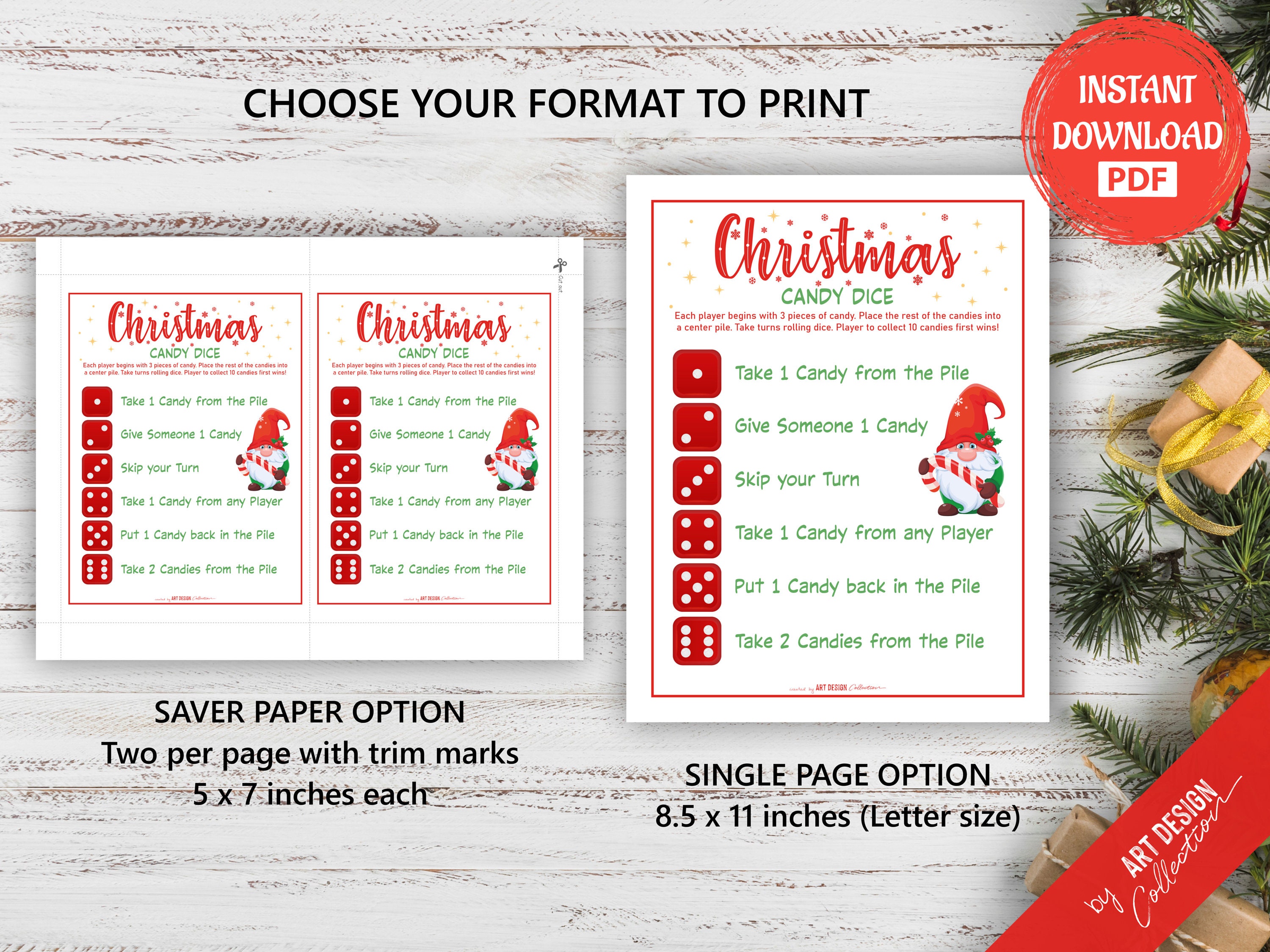 CHRISTMAS CANDY DICE Game Christmas Game Holiday Christmas - Etsy