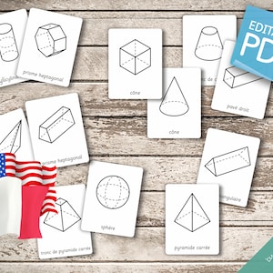 3D GEOMETRIC SHAPES FRENCH Edition • 20 French and 20 English Editable ...