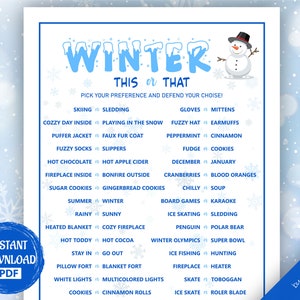 WINTER THIS or THAT Game • Christmas Game Holiday Christmas Party ...