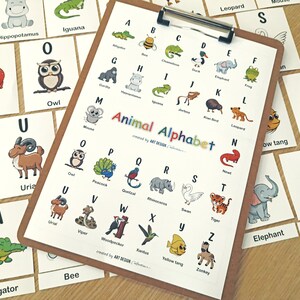ANIMAL ALPHABET Flashcards 26 Montessori Cards Flash Cards Nomenclature ...
