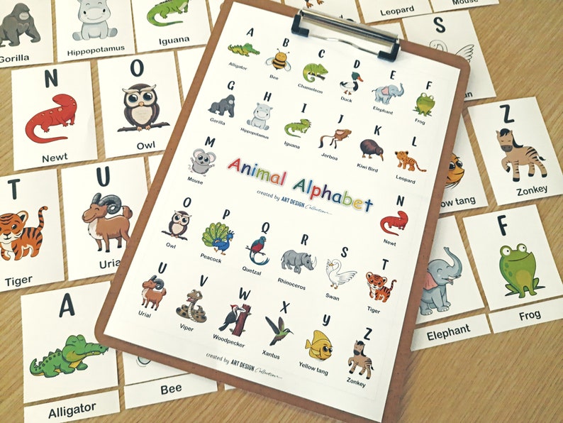 ANIMAL ALPHABET Flashcards 26 Montessori Cards Flash Cards - Etsy