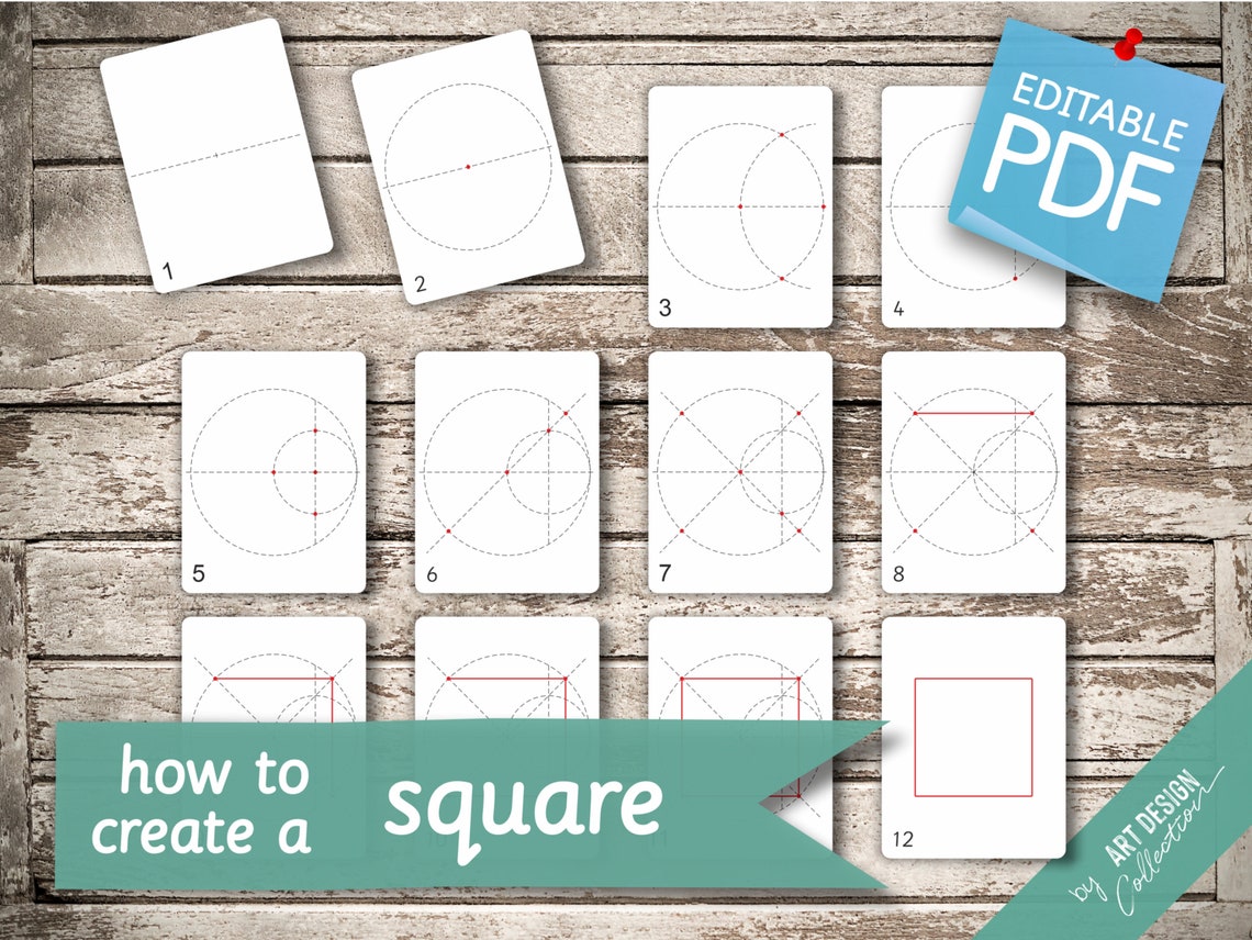 HOW to CREATE a SQUARE • 12 Montessori Cards • Flash Cards Nomenclature ...