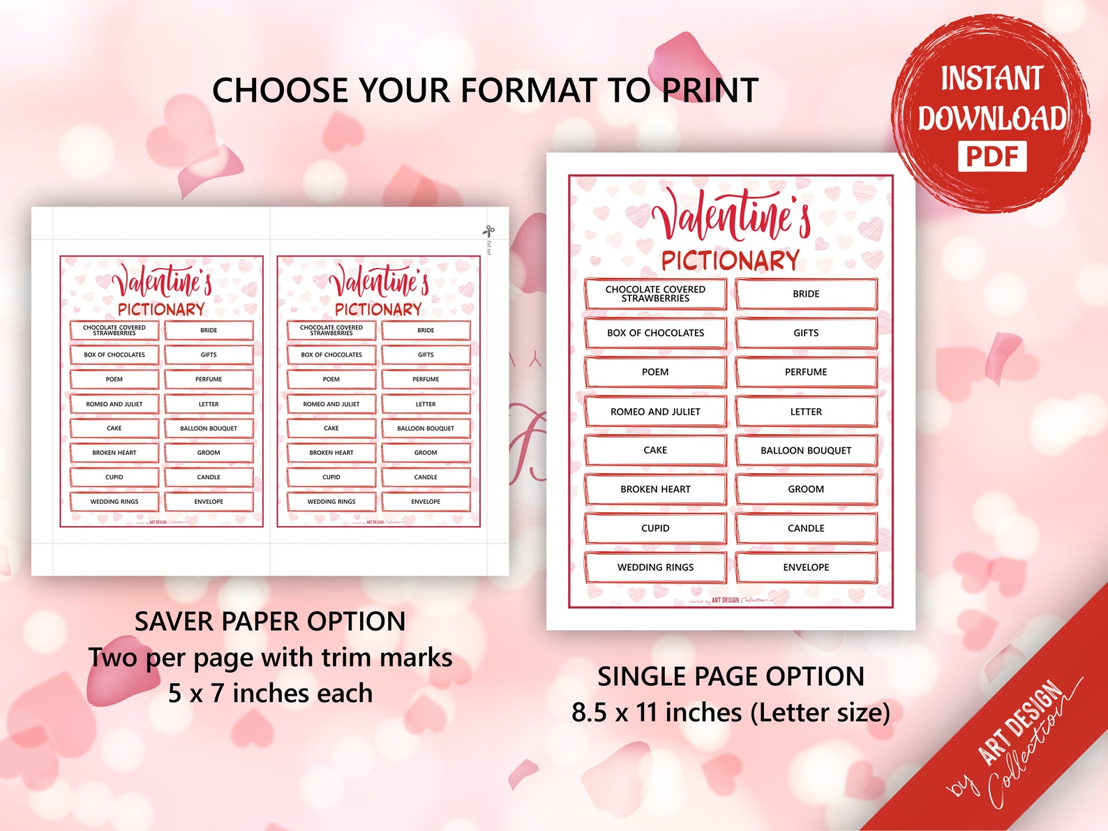 VALENTINE'S PICTIONARY Game Love Game Holiday Christmas | Etsy