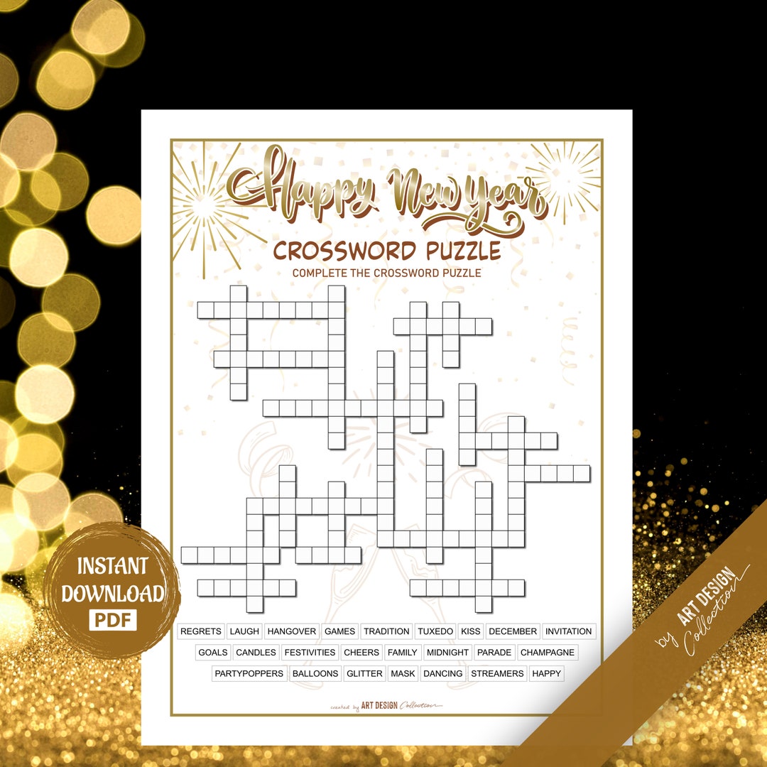 Happy New Year CROSSWORD PUZZLE Game • Christmas Game Holiday Christmas ...