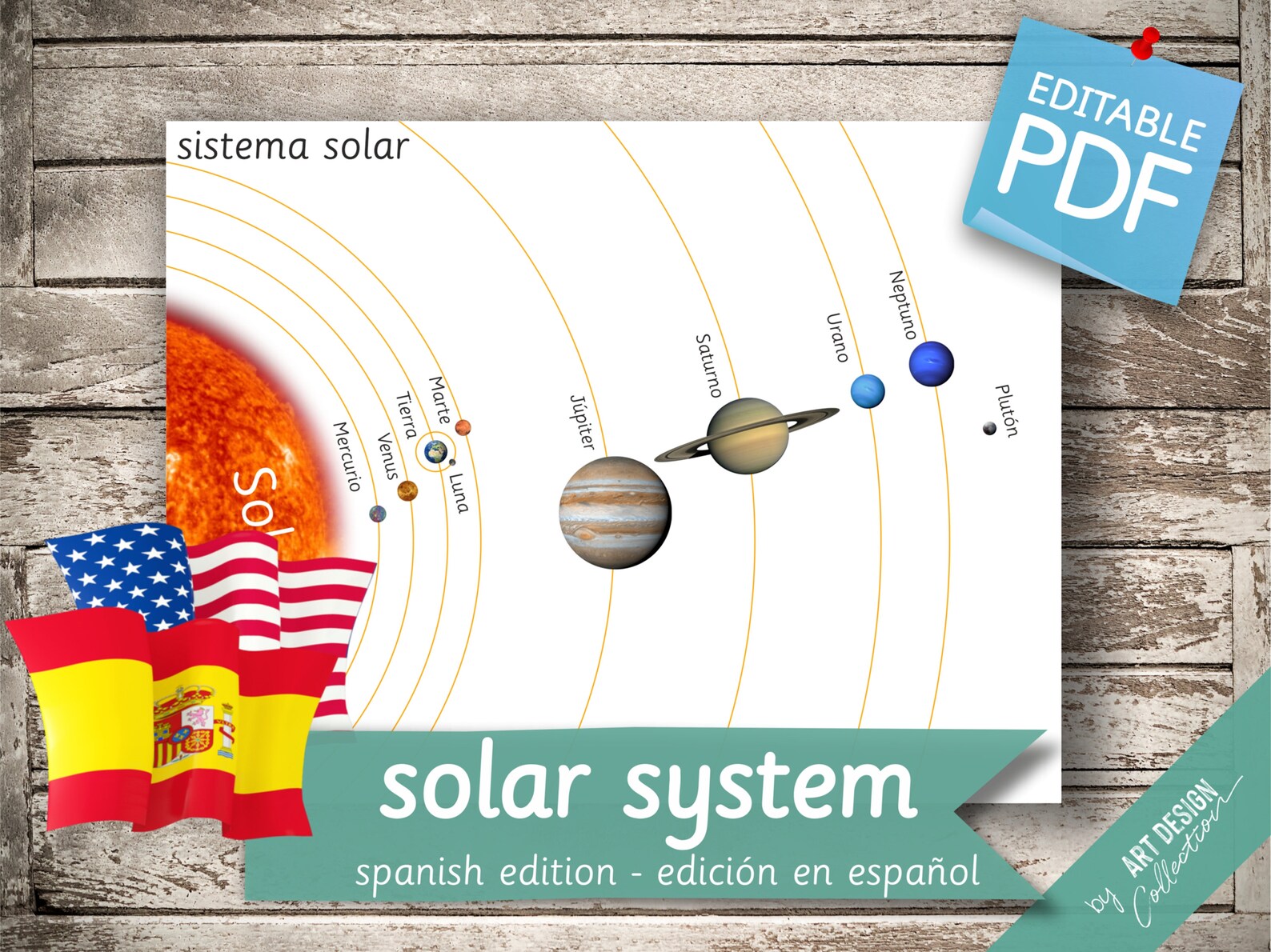 SOLAR SYSTEM SPANISH Edition 13 Spanish and 13 English | Etsy