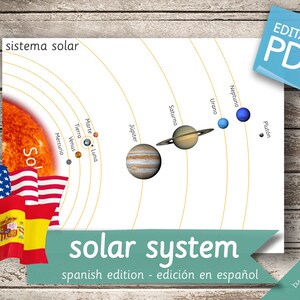SOLAR SYSTEM SPANISH Edition • 13 Spanish and 13 English Editable ...