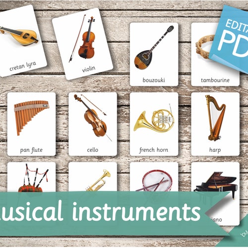3-part Cards: Musical Instruments printable PDF - Etsy