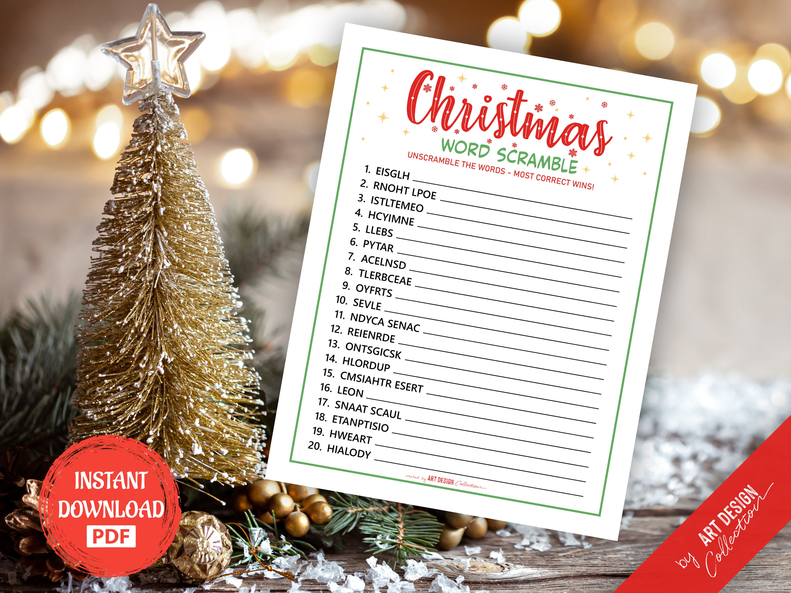 CHRISTMAS Word Scramble Game • Christmas Game Holiday Christmas Party ...
