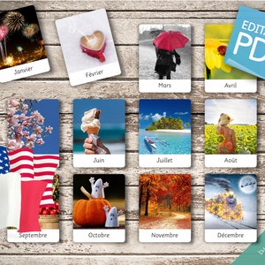 MONTHS FRENCH Edition • 60 French and 60 English Editable Montessori ...
