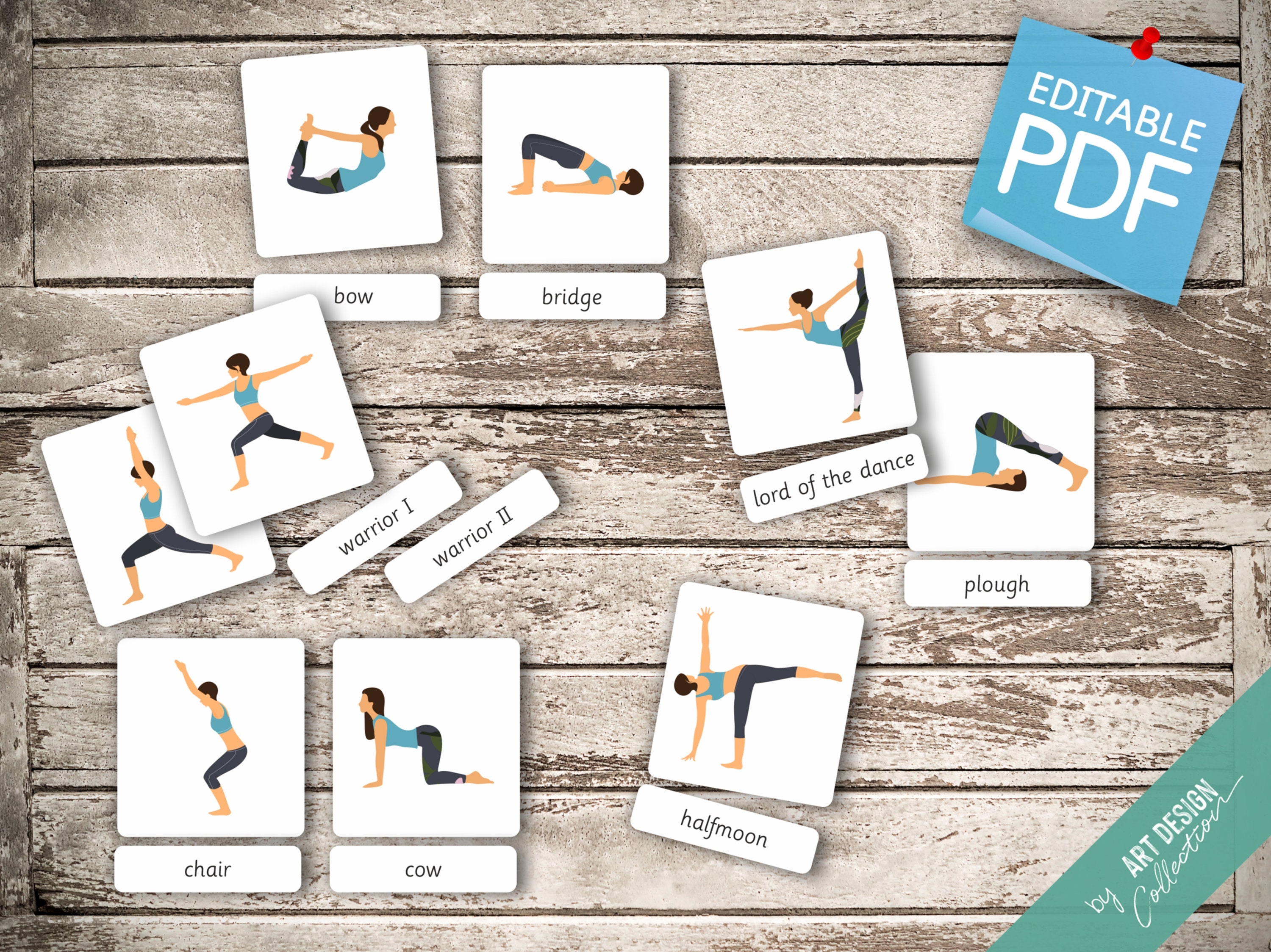 YOGA POSES 30 Montessori Cards Flash Cards Nomenclature - Etsy