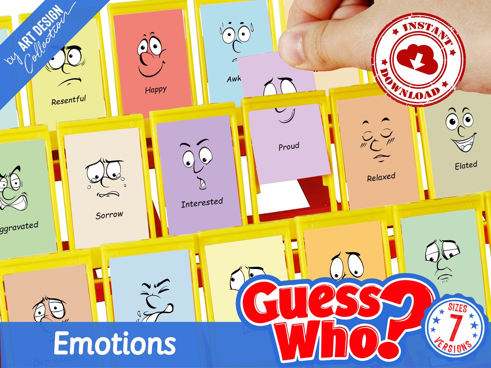 EMOTIONS Guess Who Insert Cards Montessori Cards Party - Etsy