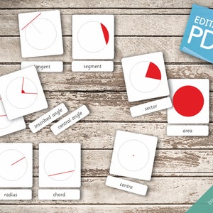 CIRCLE • 14 Editable Montessori Cards • Flash Cards Nomenclature ...