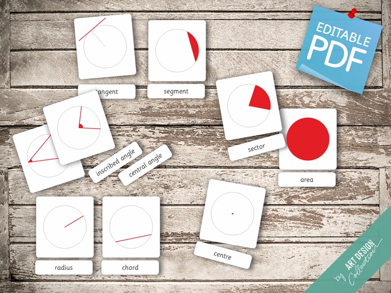 CIRCLE • 14 Editable Montessori Cards • Flash Cards Nomenclature ...