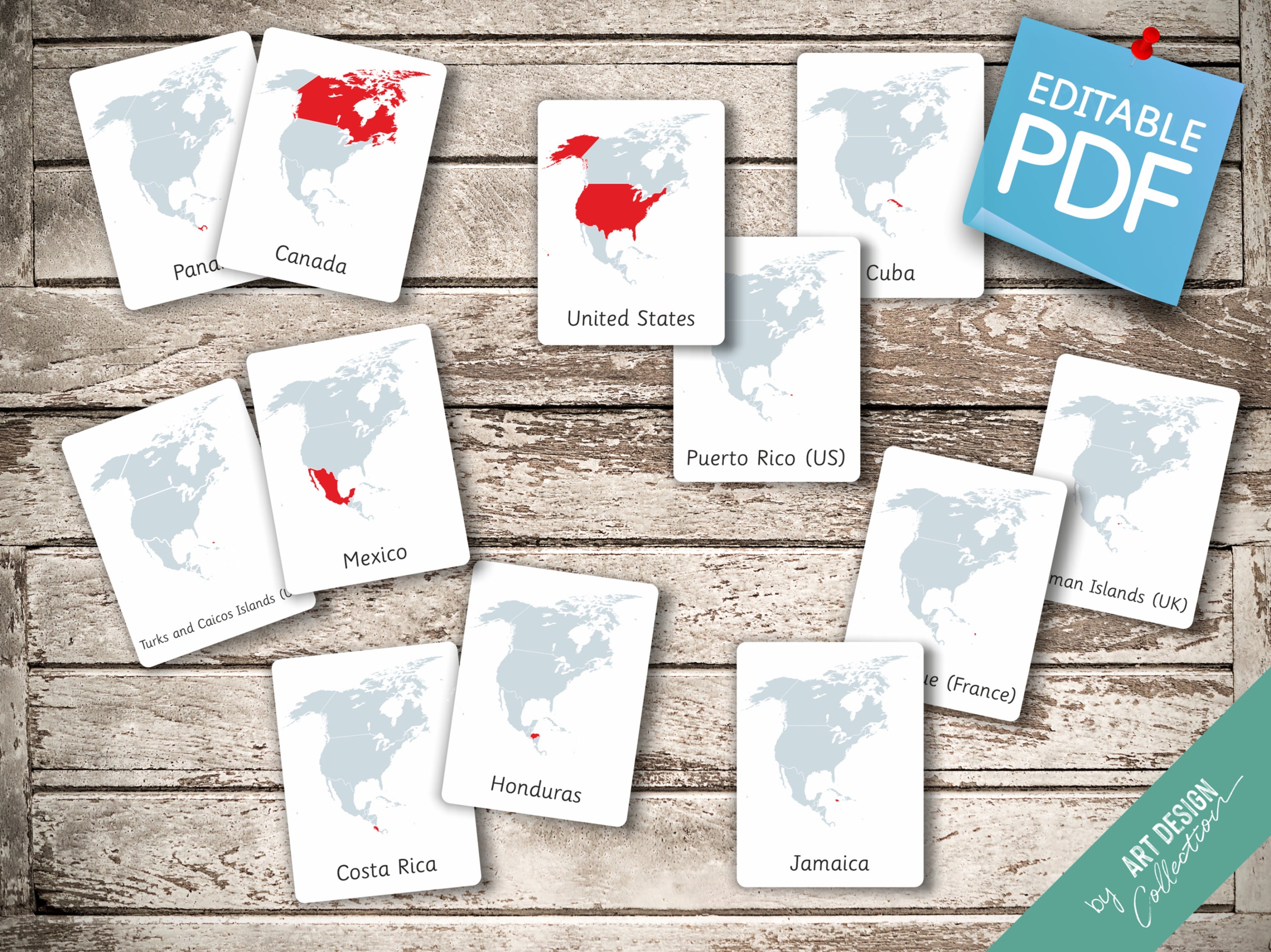 BUNDLE NORTH AMERICA Flags Maps 83 Montessori Cards | Etsy