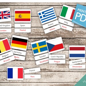 BUNDLE EUROPE (flags, Maps) • 114 Editable Montessori Cards • Flash ...