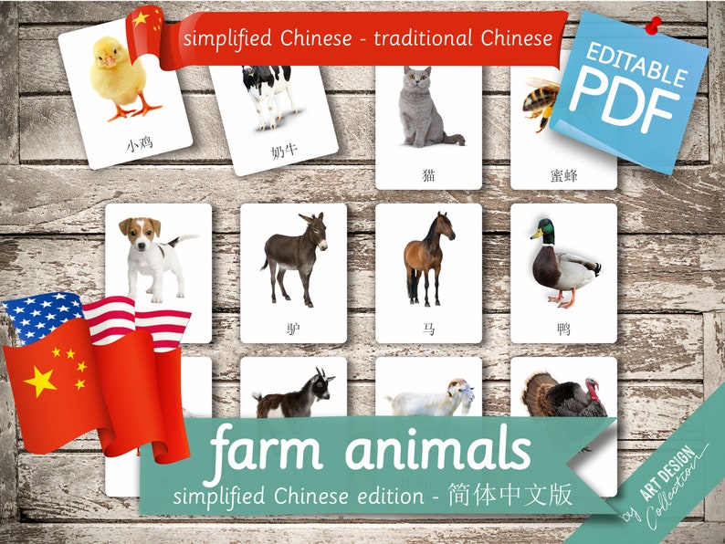 FARM ANIMALS CHINESE Edition 22 Simplified Chinese 22 - Etsy