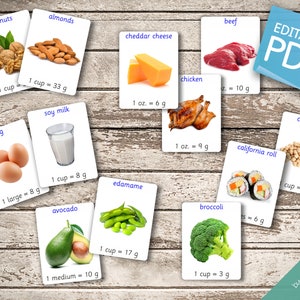 PROTEIN-RICH FOODS • 103 Editable Montessori Cards • Flash Cards ...