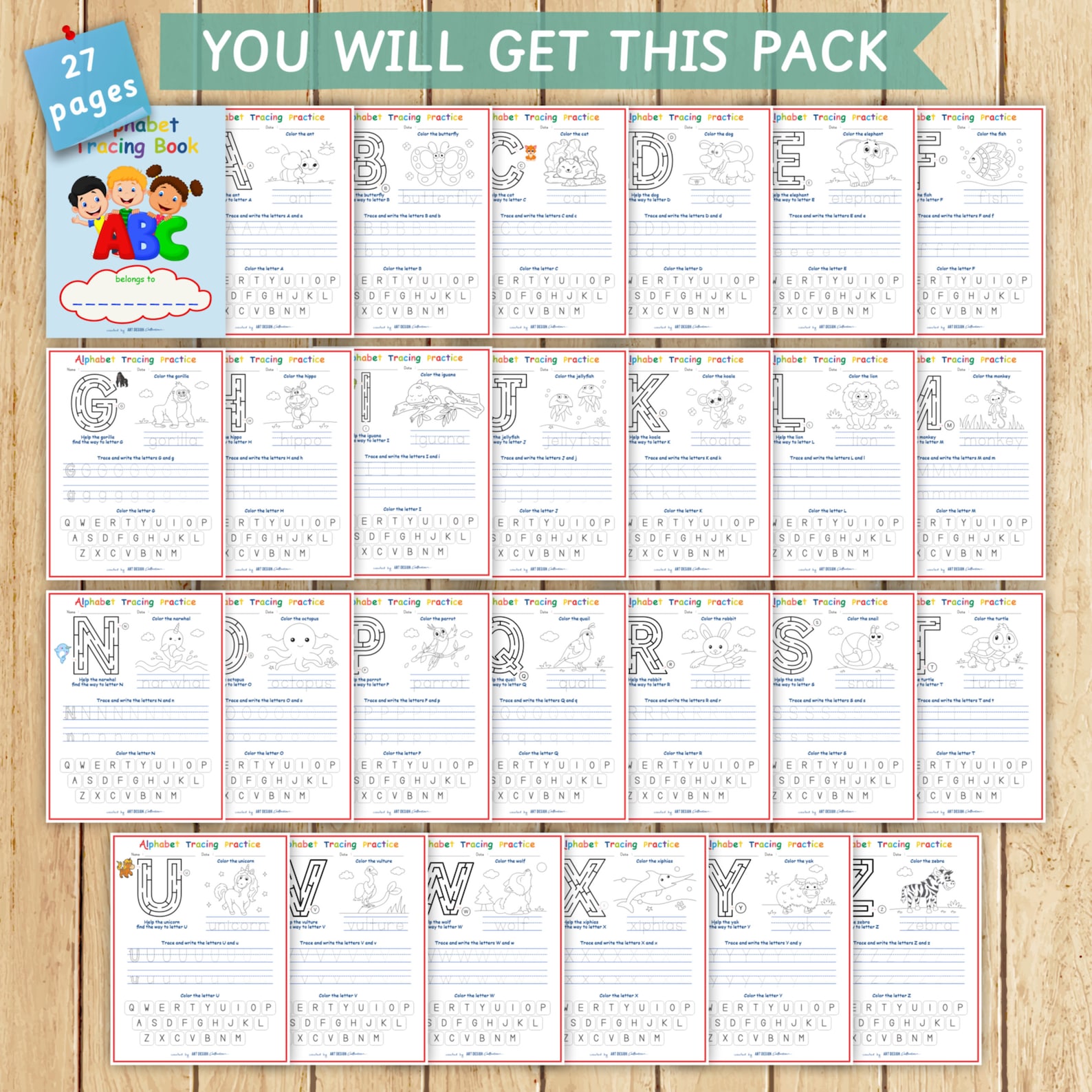 Alphabet Tracing Practice Busy Book Printable Preschool - Etsy