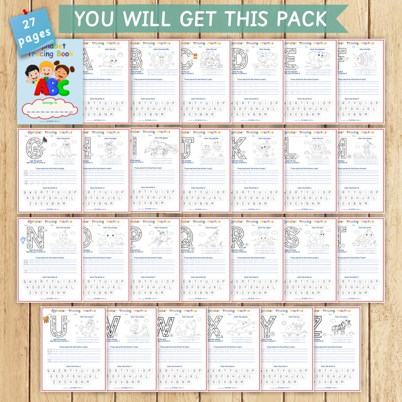 Alphabet Tracing Practice Busy Book Printable Preschool - Etsy