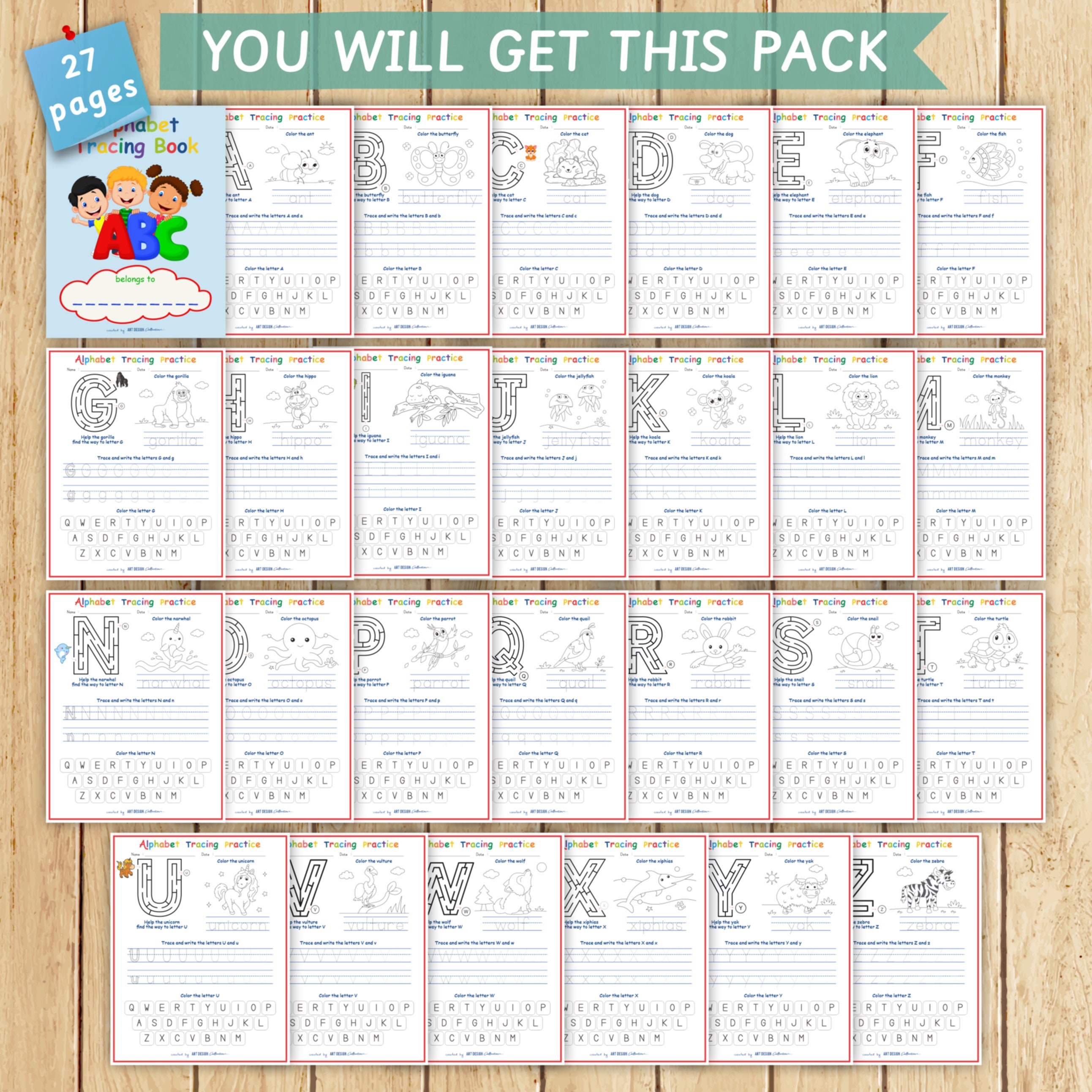 Alphabet Tracing Practice Busy Book Printable Preschool - Etsy