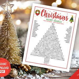 CHRISTMAS TREE Word Search Game • Christmas Game Holiday Christmas ...