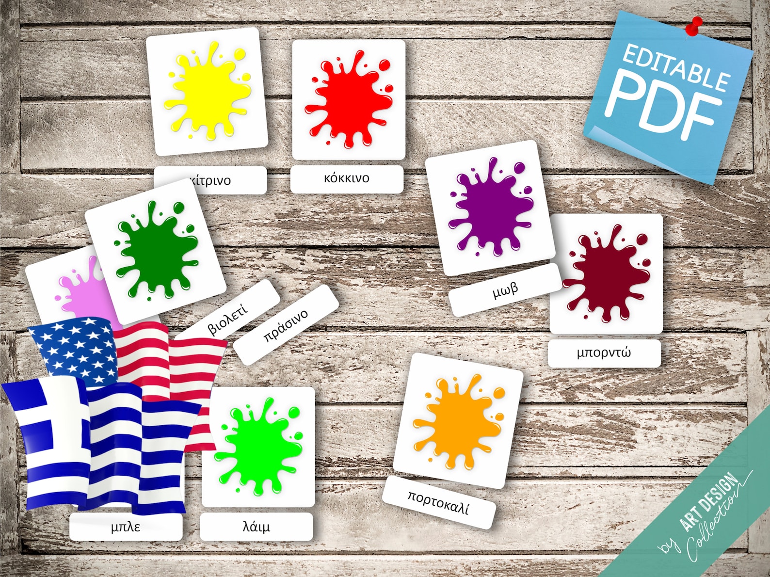 COLORS GREEK Edition 20 Greek and 20 English Editable | Etsy