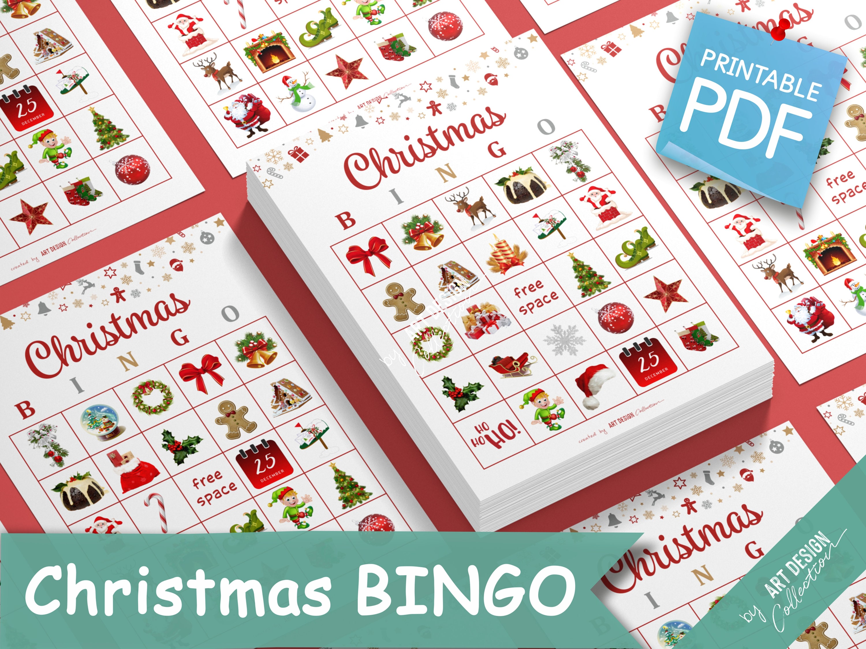 CHRISTMAS BINGO 30 Printable Cards Christmas Game Holiday - Etsy