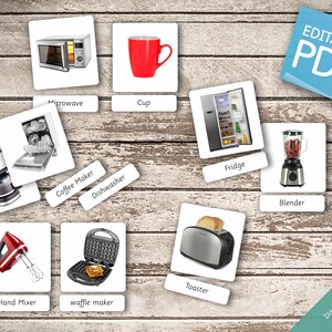 IN THE KITCHEN (real Pictures) • 52 Editable Montessori Cards • Flash ...