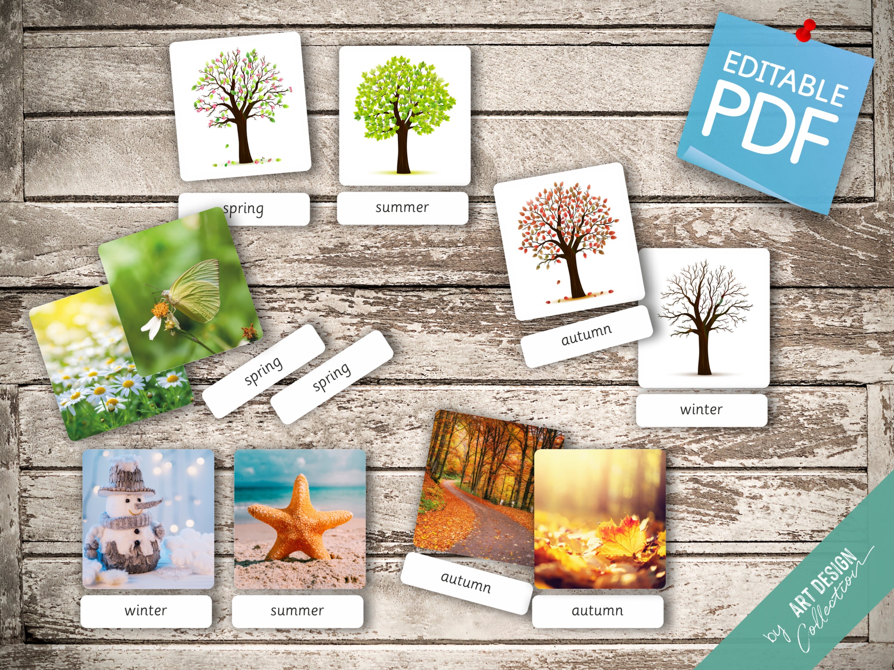 4 SEASONS 36 Editable Montessori Cards Flash Cards - Etsy