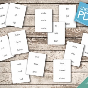 IRREGULAR VERBS • 105 Montessori Cards • Flash Cards Nomenclature ...