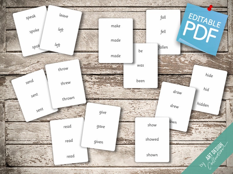 IRREGULAR VERBS 105 Montessori Cards Flash Cards - Etsy