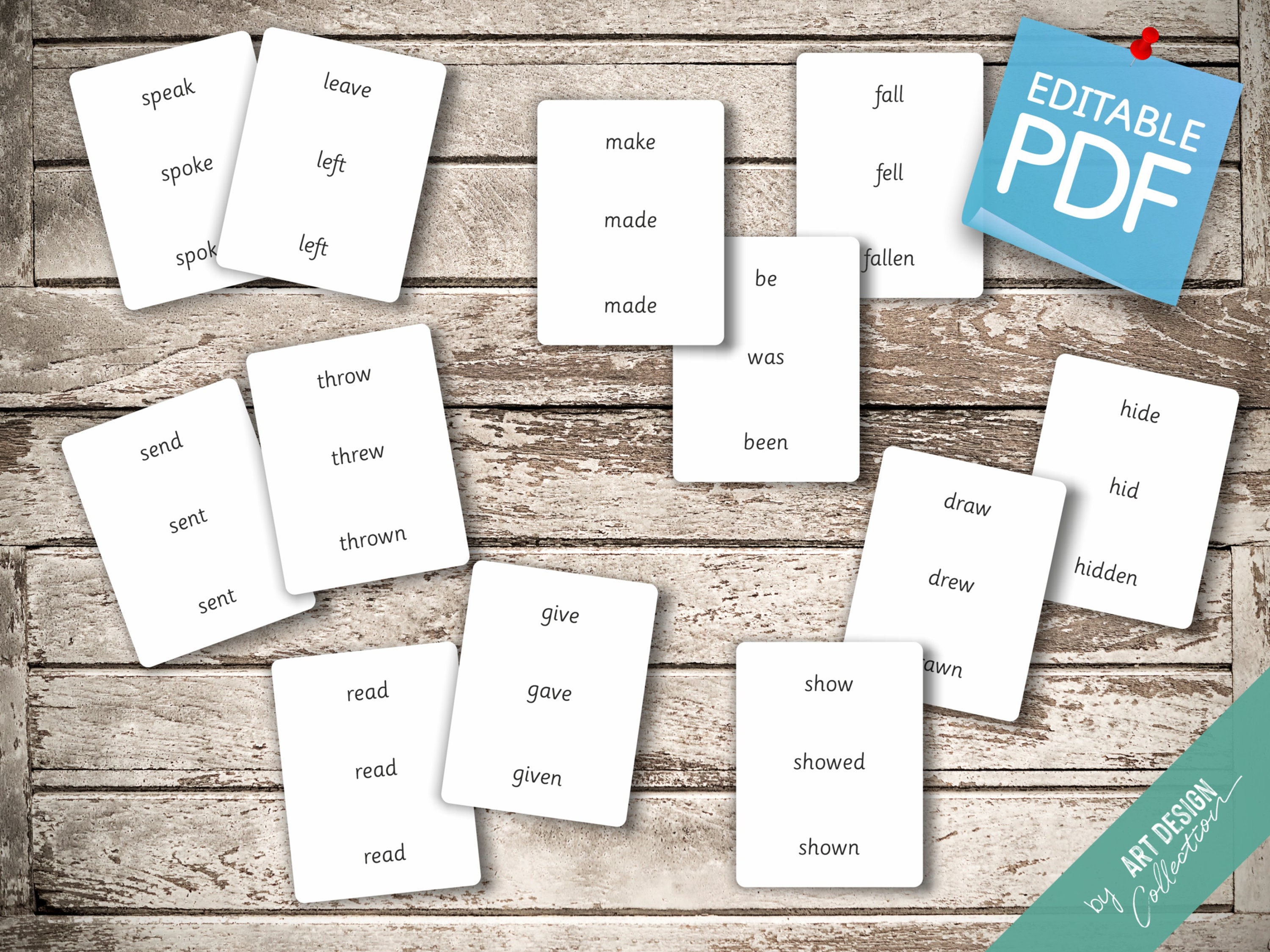 IRREGULAR VERBS 105 Montessori Cards Flash Cards - Etsy