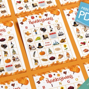 THANKSGIVING BINGO • 30 Printable Cards • Christmas Game Holiday Bingo ...