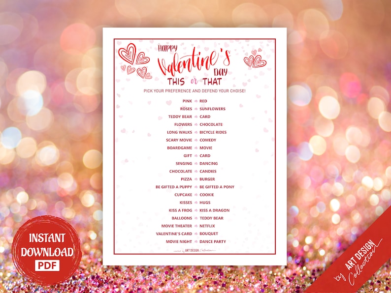 Happy VALENTINE'S Day THIS or THAT Game Valentines Day - Etsy