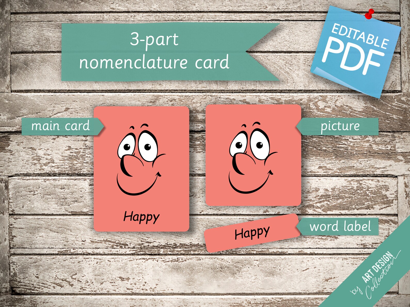 EMOTIONS • 24 Editable Montessori Flash Cards • PDF Printable Cards ...