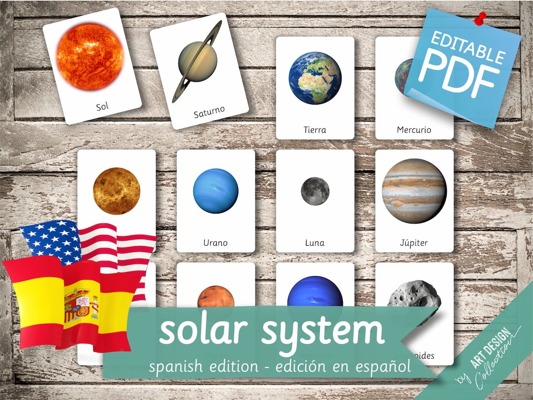 SOLAR SYSTEM SPANISH Edition 13 Spanish and 13 English Editable ...