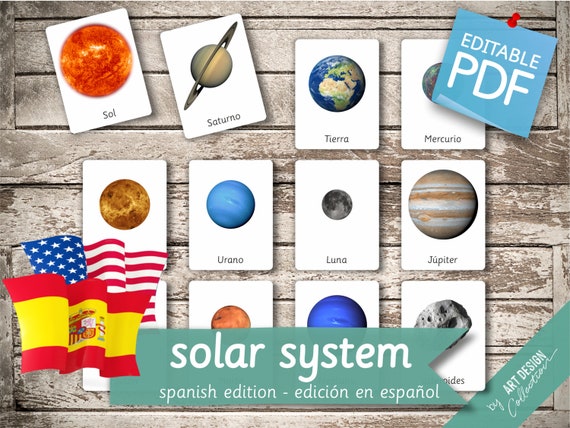 SOLAR SYSTEM SPANISH Edition 13 Spanish and 13 English | Etsy