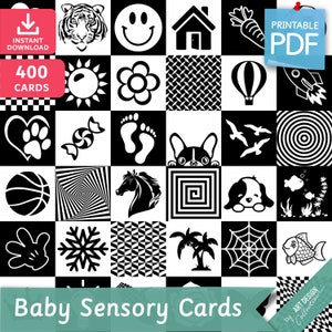 400 BABY SENSORY CARDS • Montessori Cards • High Contrast Sensory Cards ...