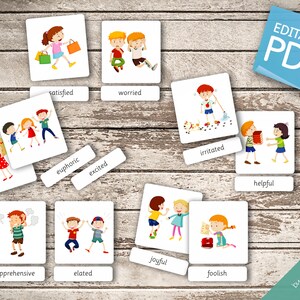 EMOTIONS 18 Montessori Cards Flash Cards Nomenclature Flashcards ...