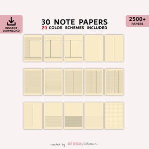 NOTE PAPERS, 30 Digital Note Paper Templates, Notebook Pdf Png ...