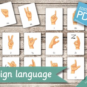 SIGN LANGUAGE • 36+36 Editable Montessori Cards • Flash Cards ...