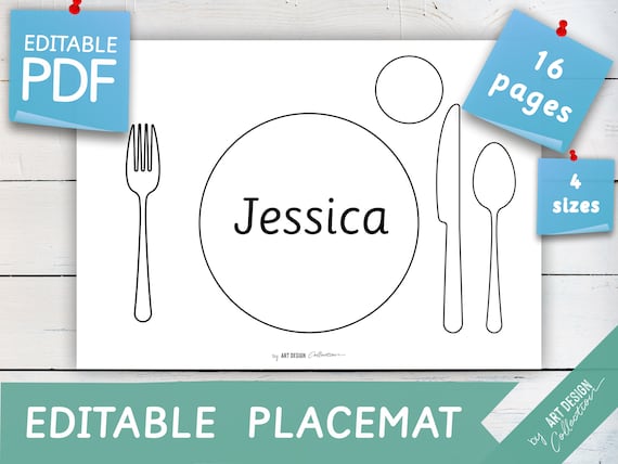 Editable Placemat Template Preschool Activity Homeschool - Etsy
