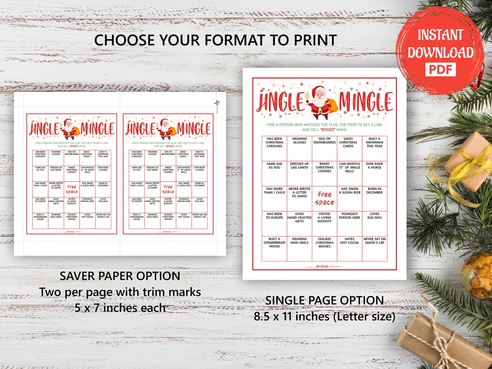CHRISTMAS Jingle Mingle Bingo Game Christmas Game Holiday - Etsy