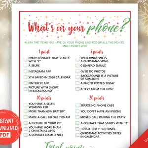 CHRISTMAS What's on Your Phone? Game • Christmas Game Holiday Christmas ...