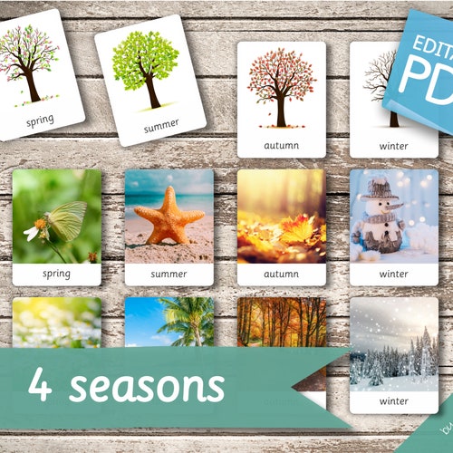 4 SEASONS 36 Editable Montessori Cards Flash Cards - Etsy