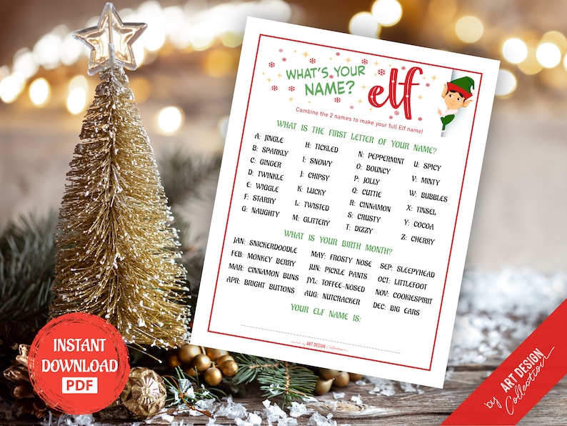 CHRISTMAS What's Your ELF Name? Game • Christmas Game Holiday Christmas ...