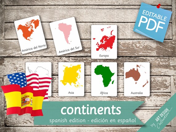 CONTINENTS of the WORLD SPANISH Edition 888 Spanish and - Etsy