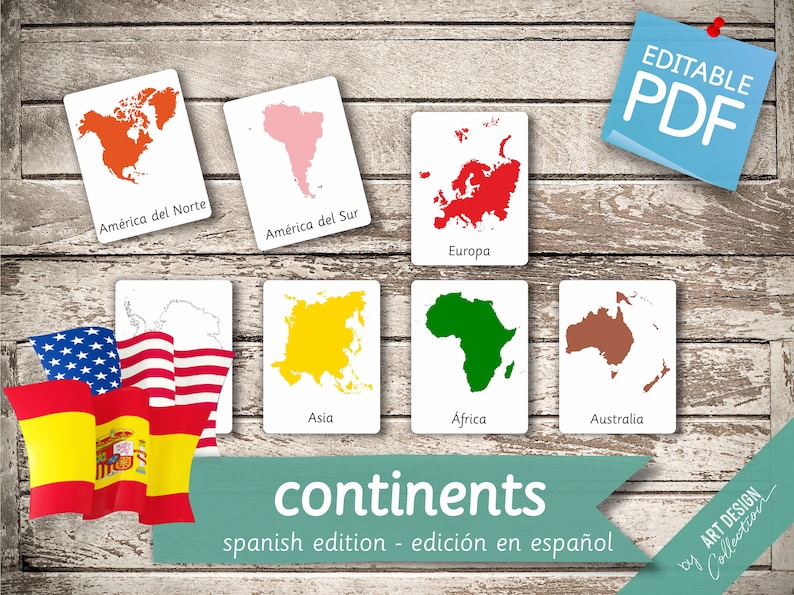 CONTINENTS of the WORLD SPANISH Edition 888 Spanish and - Etsy
