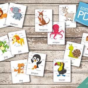ANIMAL BODY PARTS (part 1) • 104 Editable Montessori Cards • Flash ...